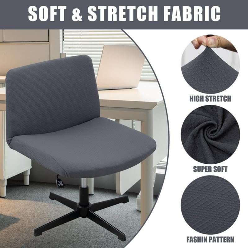 Latitude Run TOPCHANCES Armless Chair Slipcover Waterproof Criss Cross Chair Cover Office Desk Chair Covers Stretchable Mid Back Wide Seat Accent Chair Covers Without Arms For Computer Task Vanity Cha...